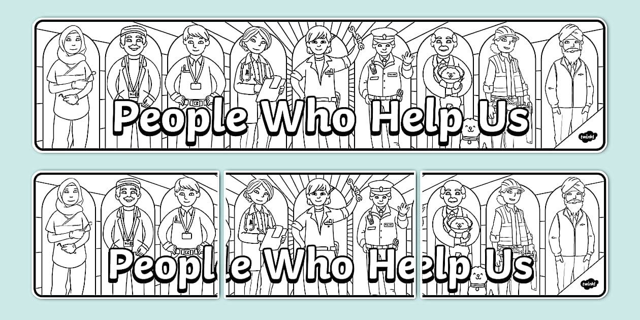 People Who Help Us Colouring Display Banner (teacher made)