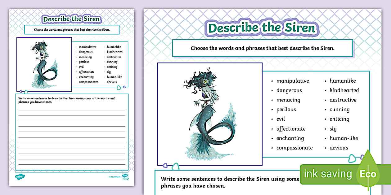 Describe the Siren Writing Worksheet (teacher made) - Twinkl
