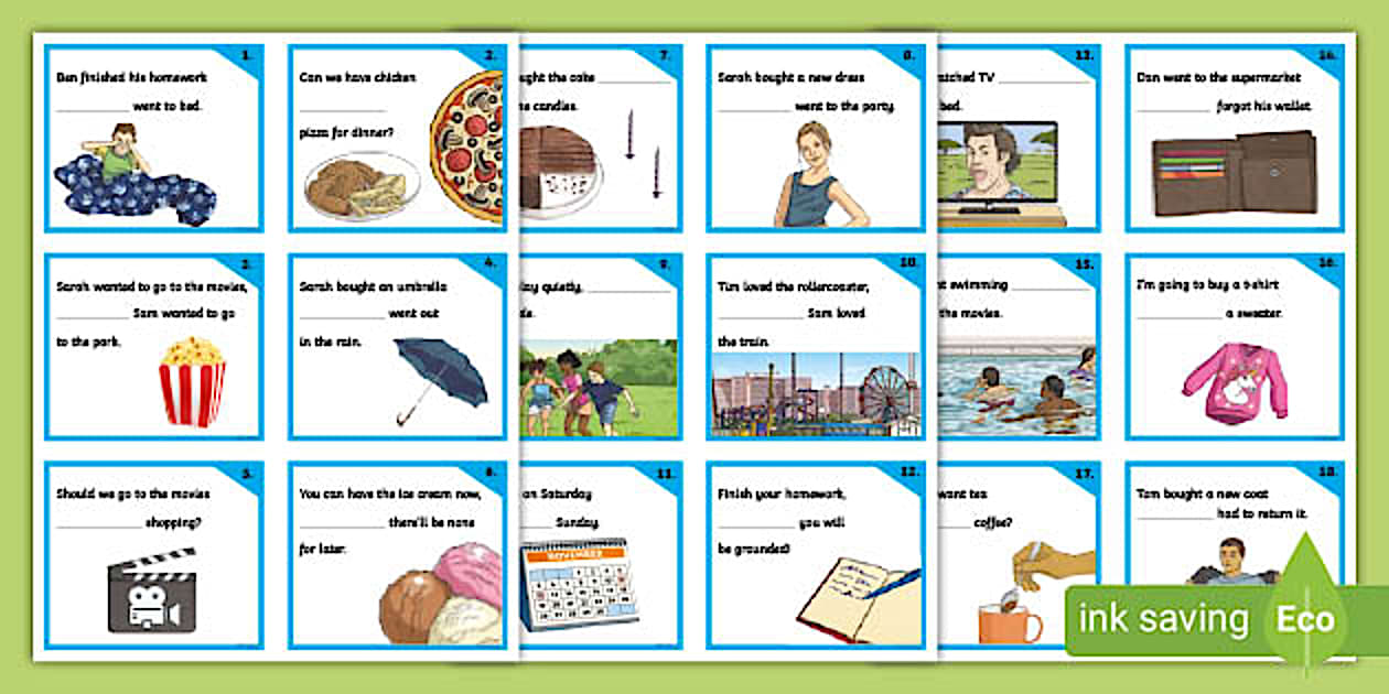 Fill in the Conjunctions | Teaching Conjunctions Activities