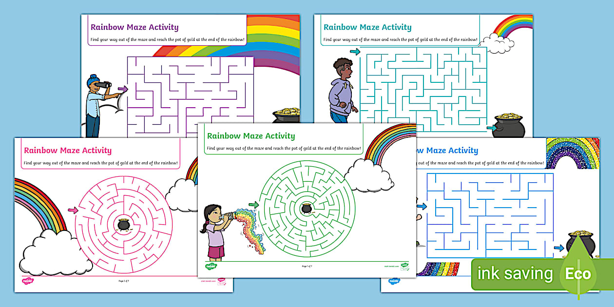 Rainbow Maze Activity Worksheets | Twinkl | KS1 | Maze
