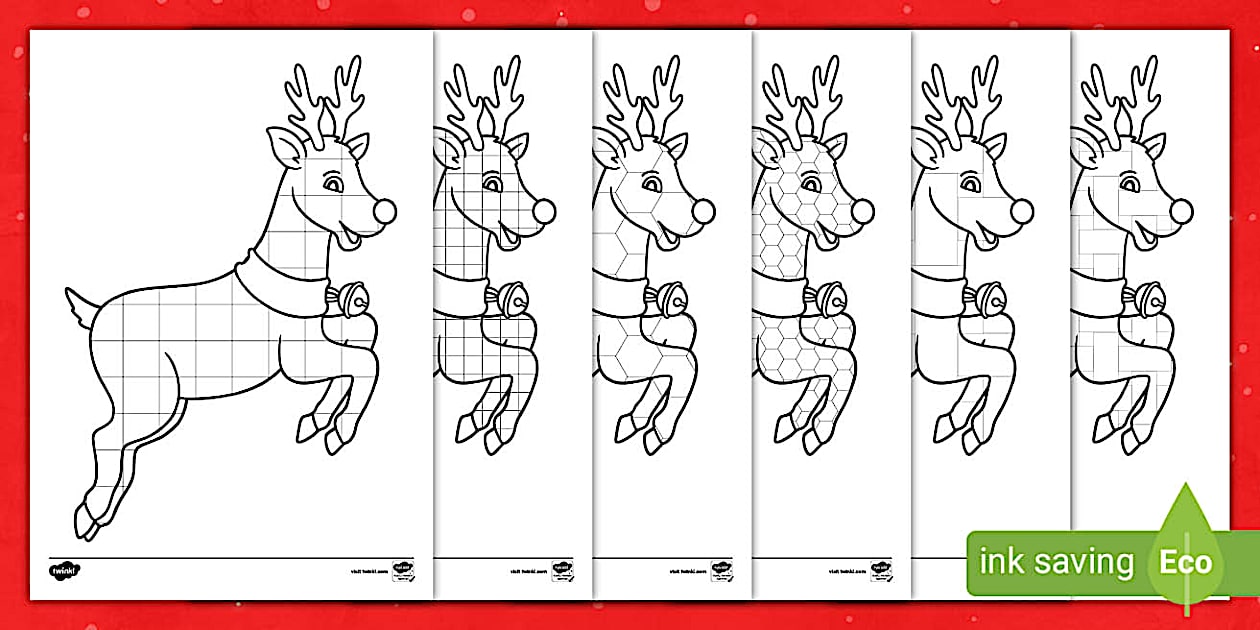 Reindeer Mosaic Colouring Pages (teacher made) - Twinkl