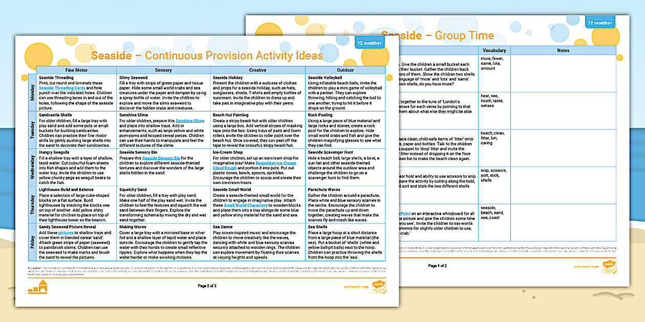 EYFS Toddler Room Planning: Seaside | Twinkl (teacher made)