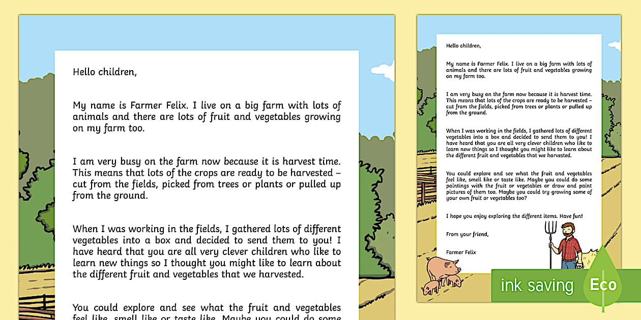 Editable Harvest Fruit and Vegetable Parcel Letter