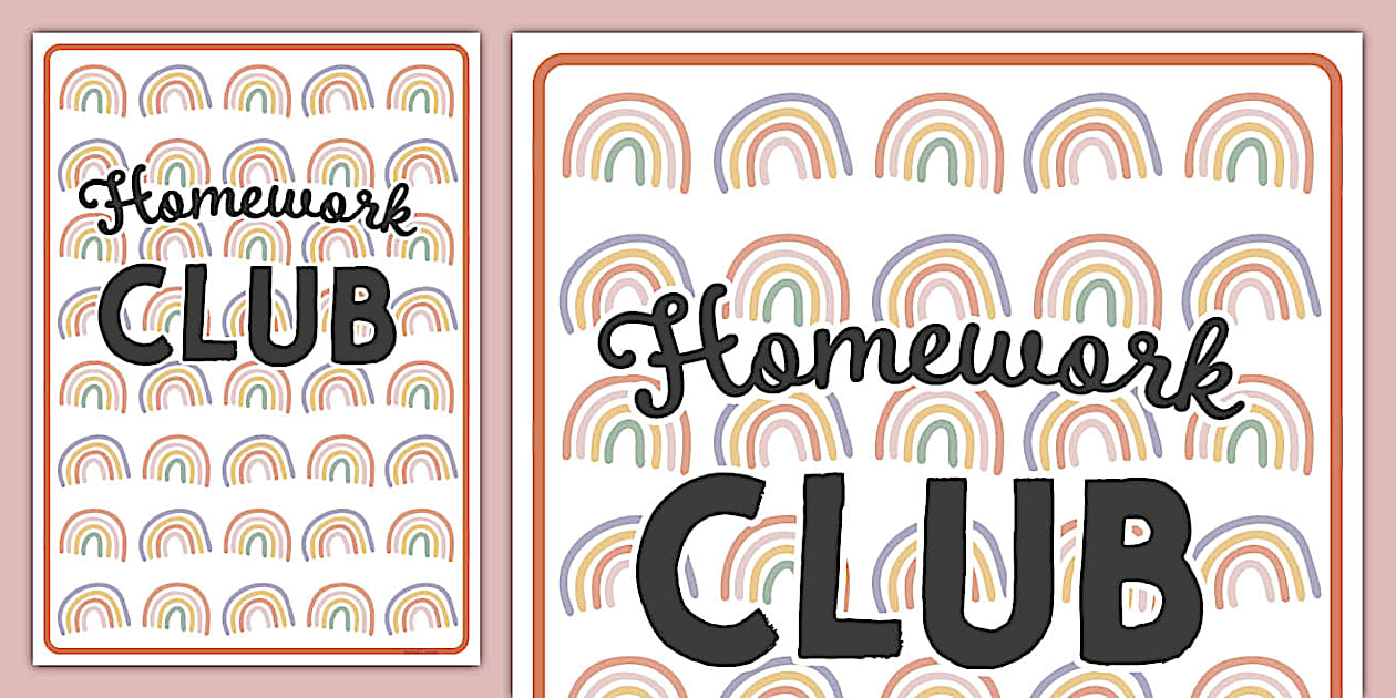 Muted Rainbow-Themed Homework Club Display Poster - Twinkl