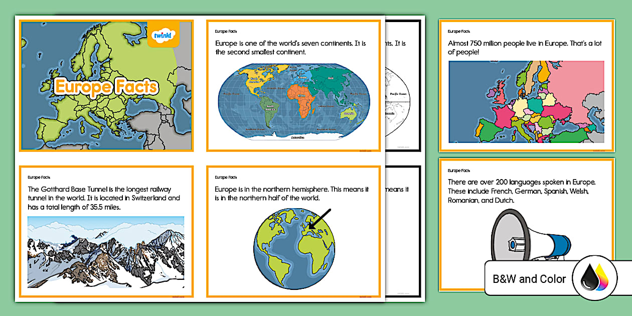 All About Europe Fact Cards for K-2nd Grade (teacher made)