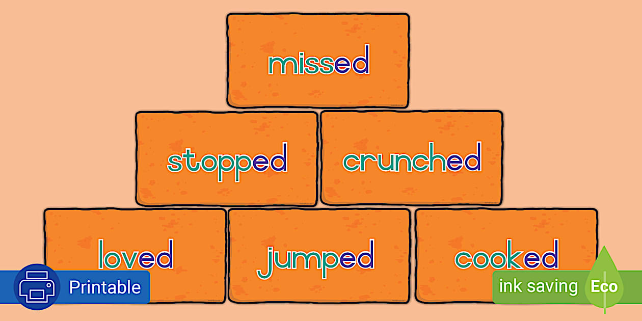 Grade 1 English - Cards: Spelling Word Wall Cards-ed