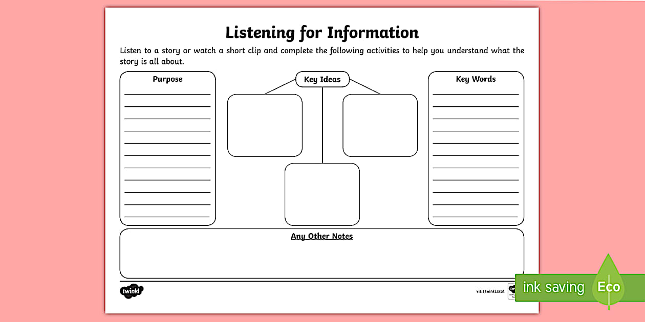 Annotation Worksheet | Listening for Information | Twinkl