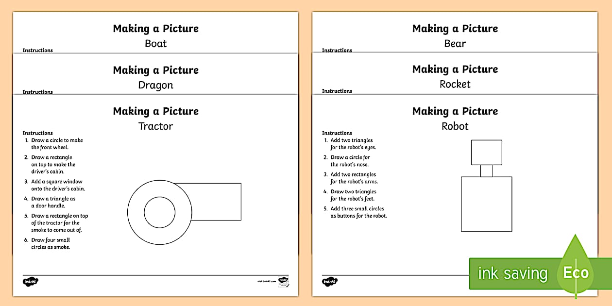 KS1 Drawing 2D Shape Pictures Worksheet / Worksheets