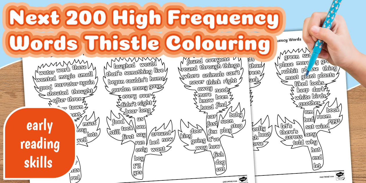 Next 200 High Frequency Words Thistle Colouring Activity
