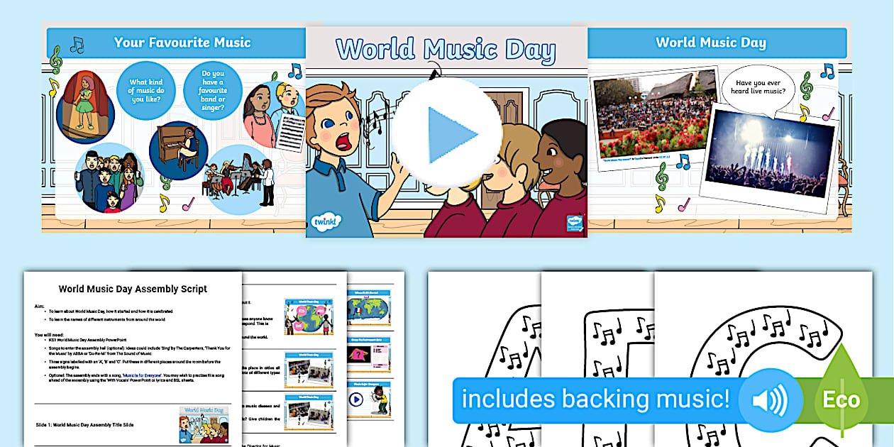 👉 KS1 World Music Day Assembly Pack (teacher made)