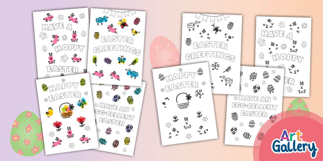 Easter Fingerprint Cards (teacher made) - Twinkl