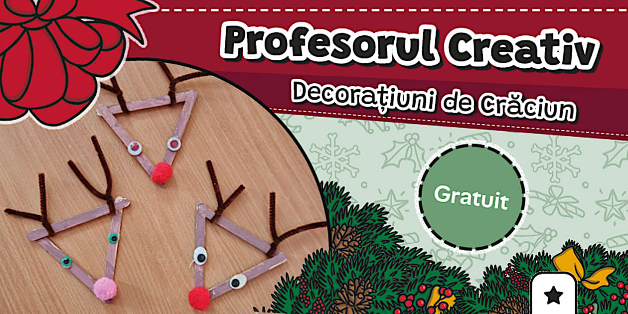 Ren de Crăciun din bețe de înghețată – Profesorul creativ