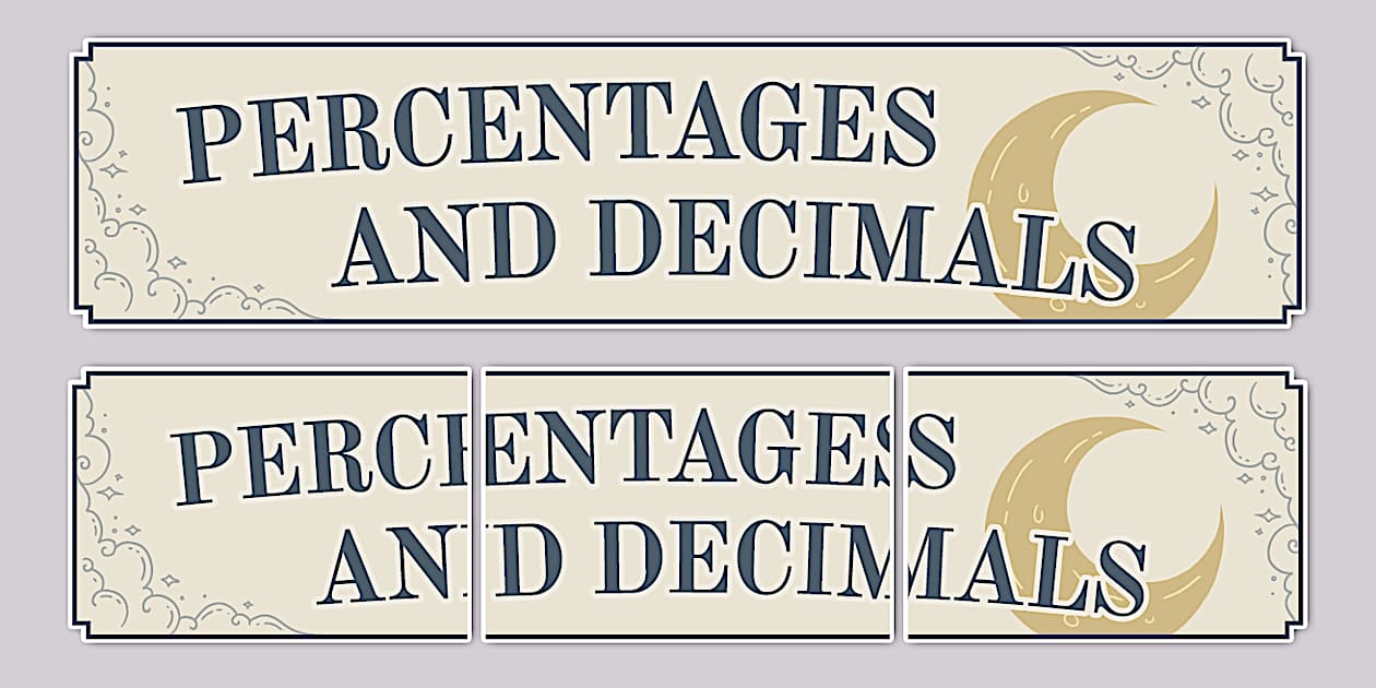 👉 Celestial Themed Percentages and Decimals Display Banner