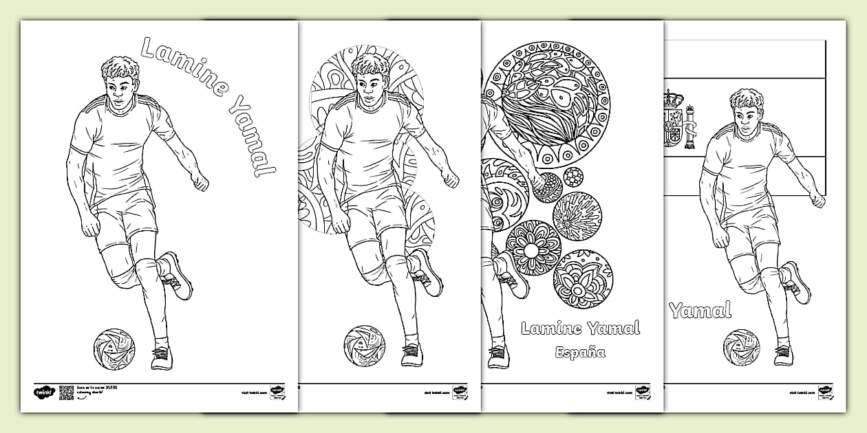 Spanish: Lamine Yamal Football Colouring Pages - Twinkl - KS2
