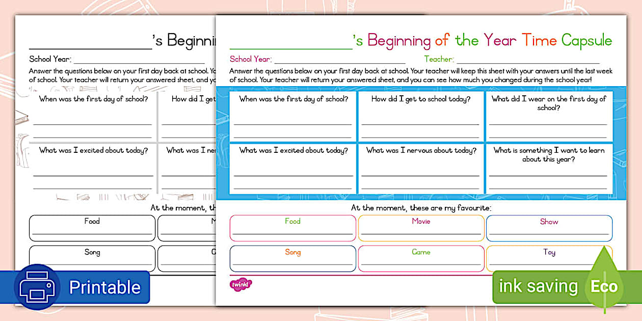 Time Capsule Worksheet - Twinkl South Africa (Teacher-Made)