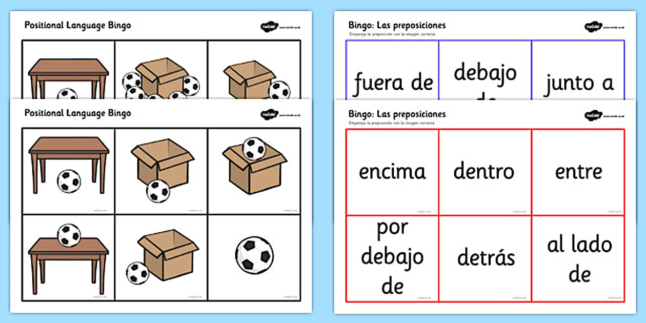 Spanish Positional Language Bingo (teacher made) - Twinkl