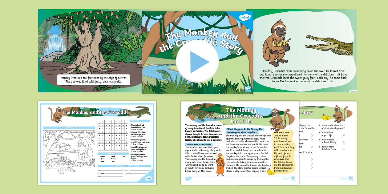 The Monkey and the Crocodile Story Teaching Pack | Twinkl RE