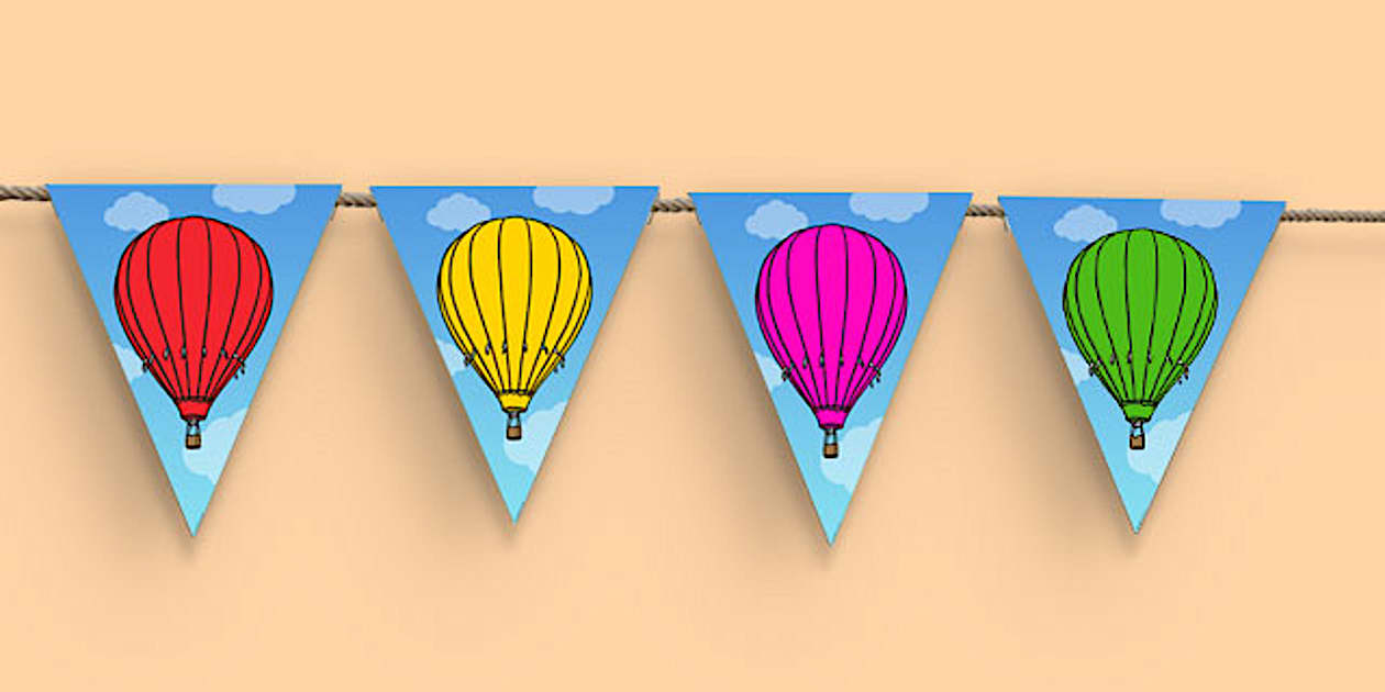 Hot Air Balloons Bunting (teacher made) - Twinkl