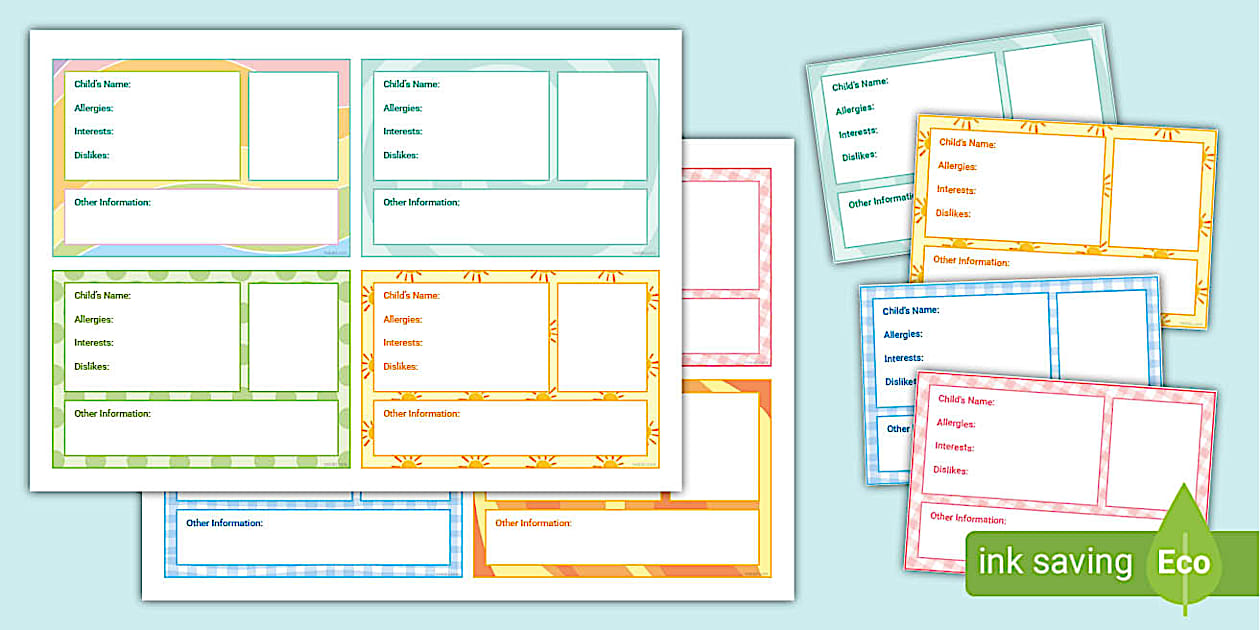 Child Information Cards with Photo (teacher made) - Twinkl