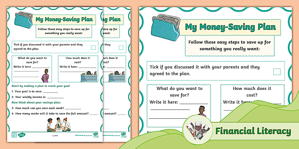Saving Money Plan Activity Sheet (Teacher-Made) - Twinkl