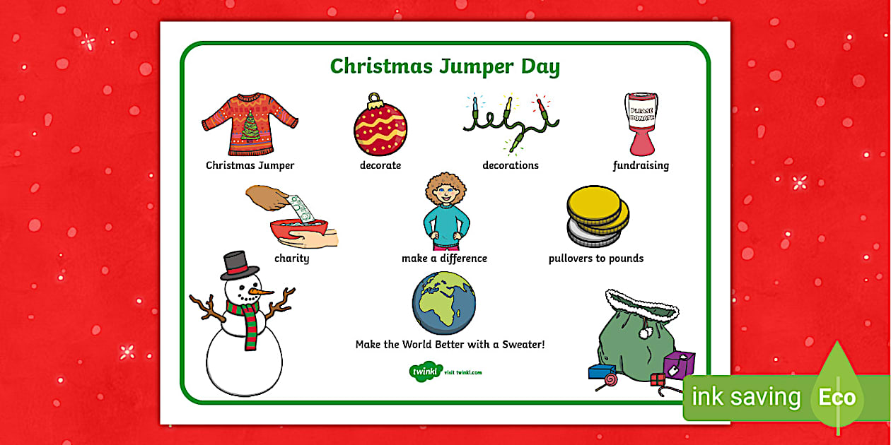 Christmas Jumper Day Word Mat - Twinkl