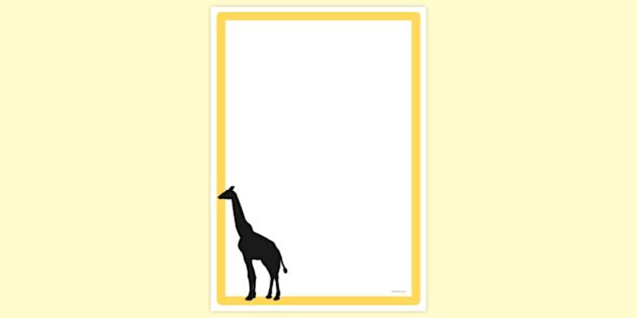 Simple Blank Giraffe Silhouette Page Border | Twinkl