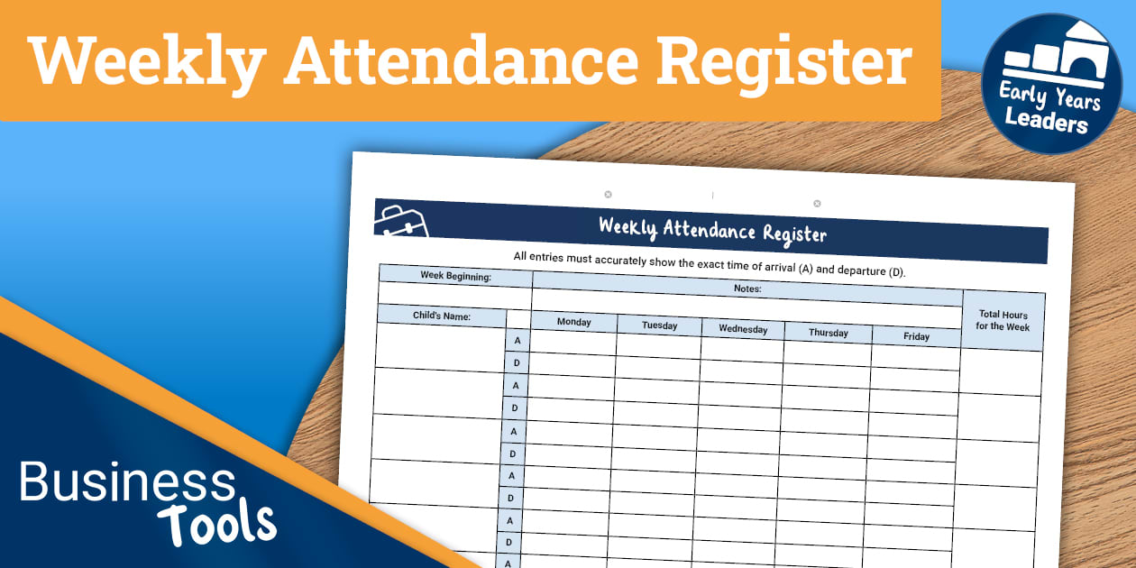 Weekly Attendance Register | Early Years Settings | Twinkl
