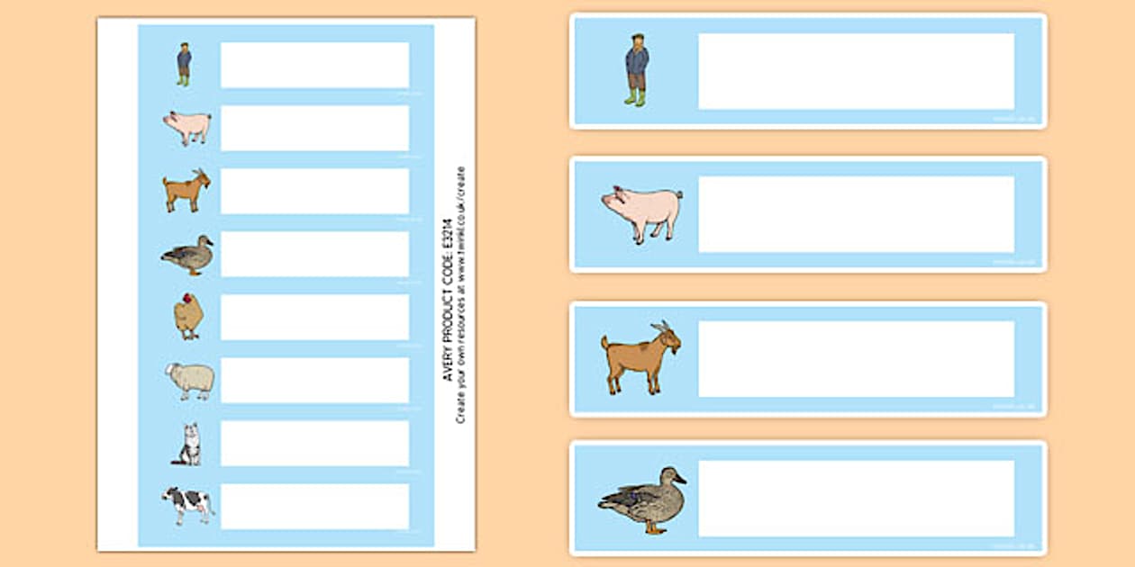 Farm Themed Gratnells Tray Labels