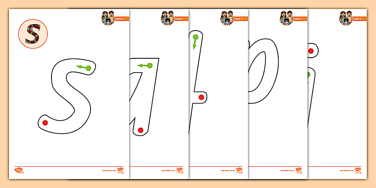 Twinkl Phonics Level 2 - Large Tracing Letters - Twinkl