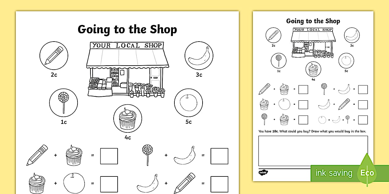 Going Shopping (Worksheet) (teacher made) - Twinkl