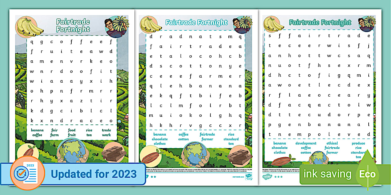 Fair Trade Word Search - Fairtrade Fortnight (teacher made)