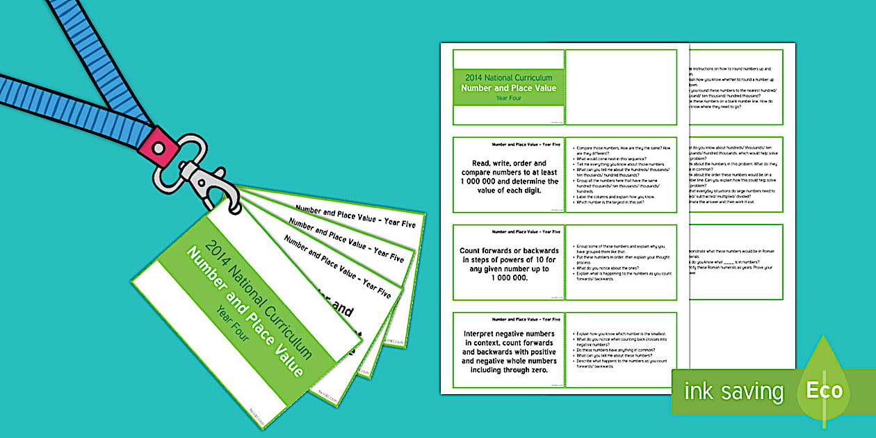 Editable Year 5 Number and Place Value Developing Mathematical Talk Lanyard