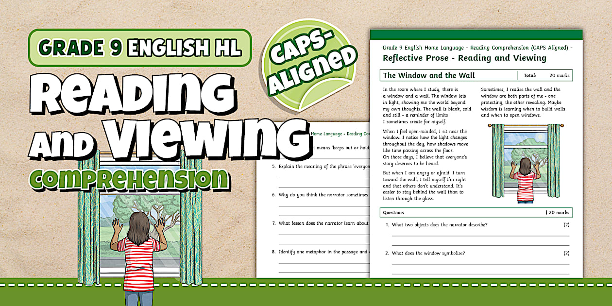 Grade 9 English Home Language - Reading Comprehension - Reflective ...