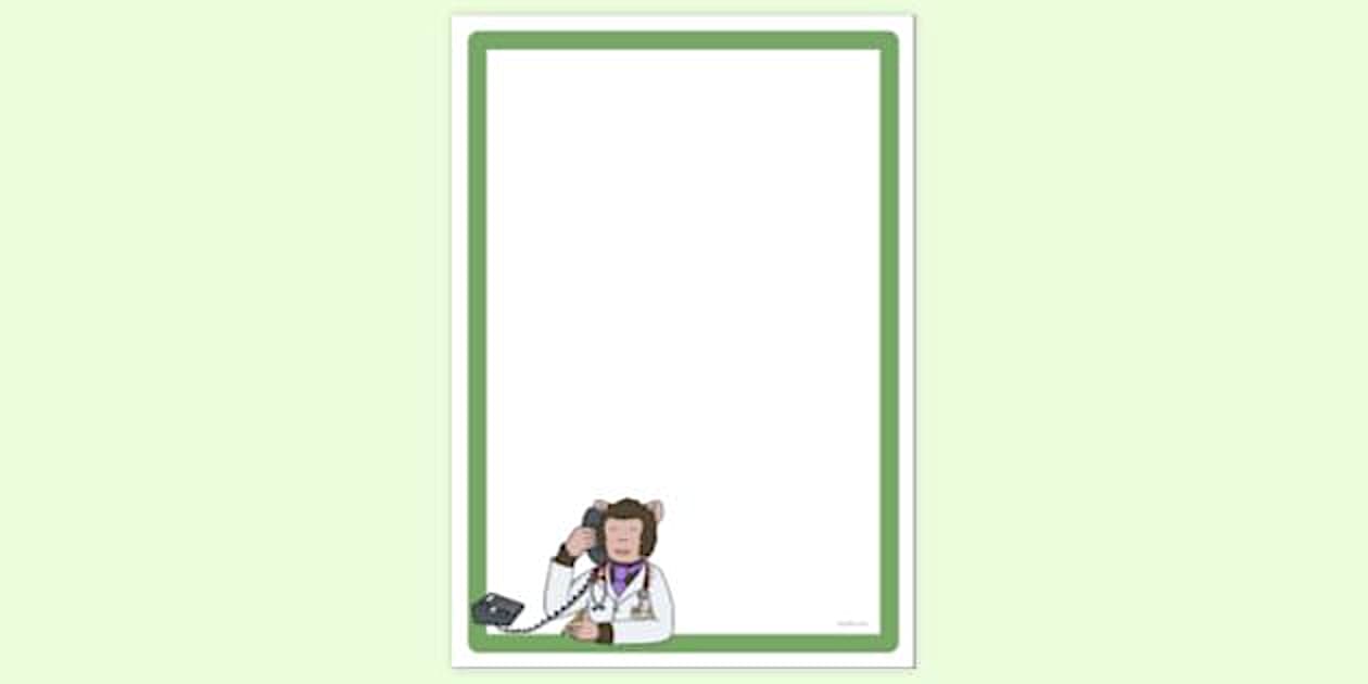 Doctor Monkey on Phone Page Border | Page Borders | Twinkl