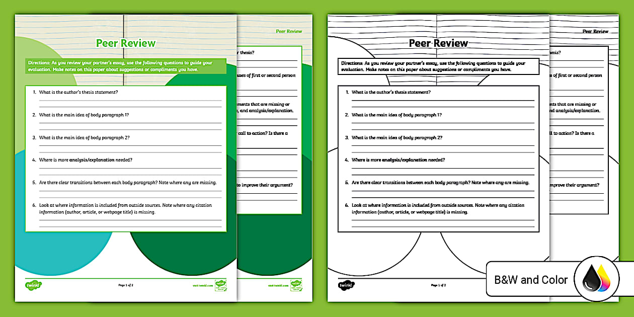 Argumentative Essay Peer Review Guide for 6th-8th Grade