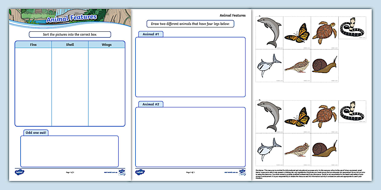 Mini IU Foundation Nature's Builders Animal Features Activity Sheets
