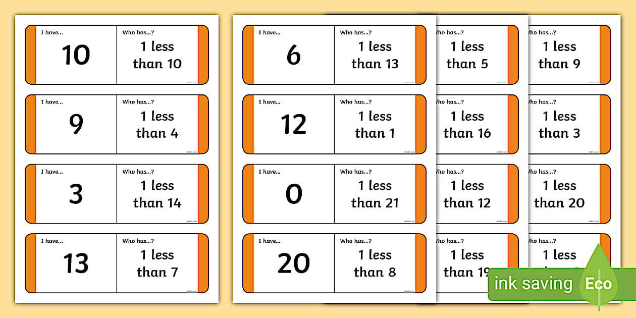 1 Less Than Loop Card Game (teacher made) - Twinkl