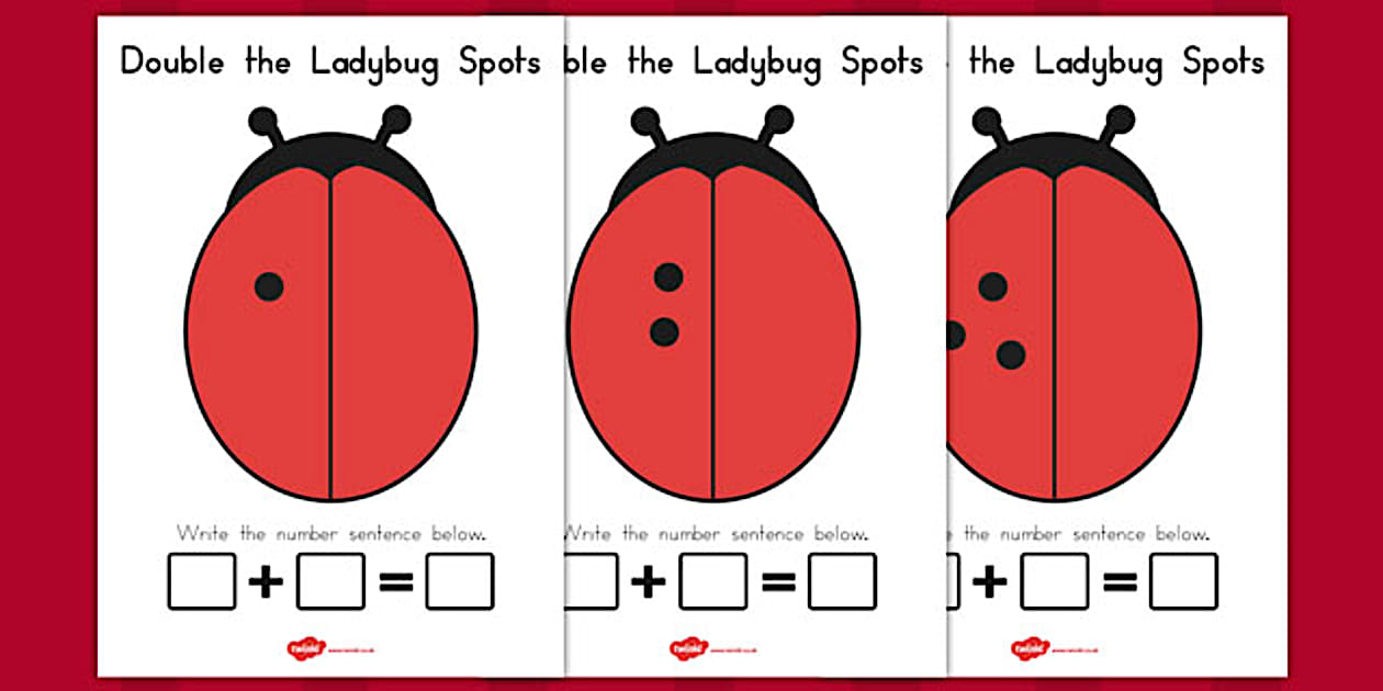 Black and White Double the Ladybug Spots Worksheet - Twinkl