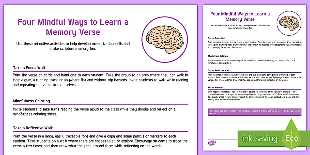 Mindful Ways to Learn a Bible Memory Verse (Teacher-Made)