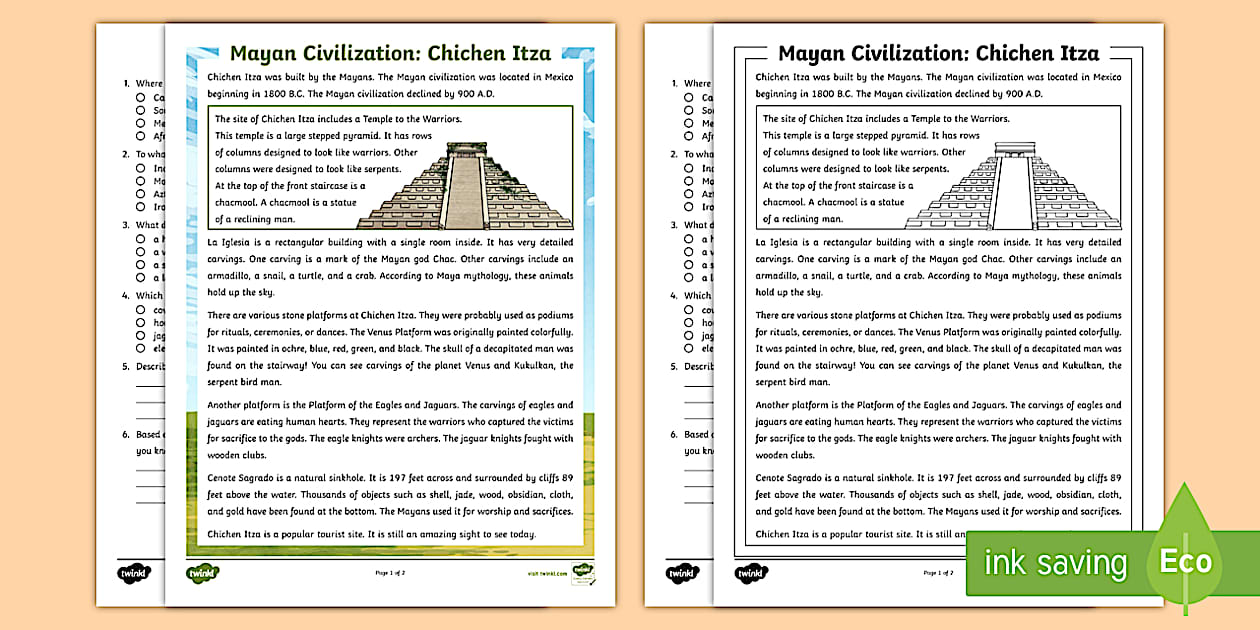 Mayan Civilization Chichen Itza Fact File (teacher made)