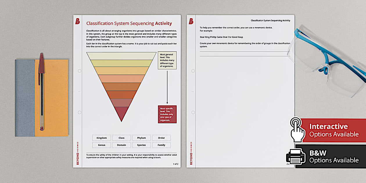 Classification System Sequencing Activity (teacher made)