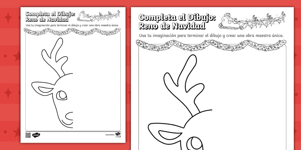 Guía de Trabajo: Completa el Dibujo - Reno de Navidad