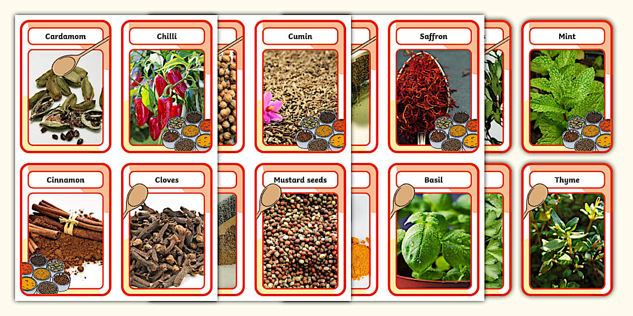 Indian Herbs and Spices - Flashcards (teacher made) - Twinkl