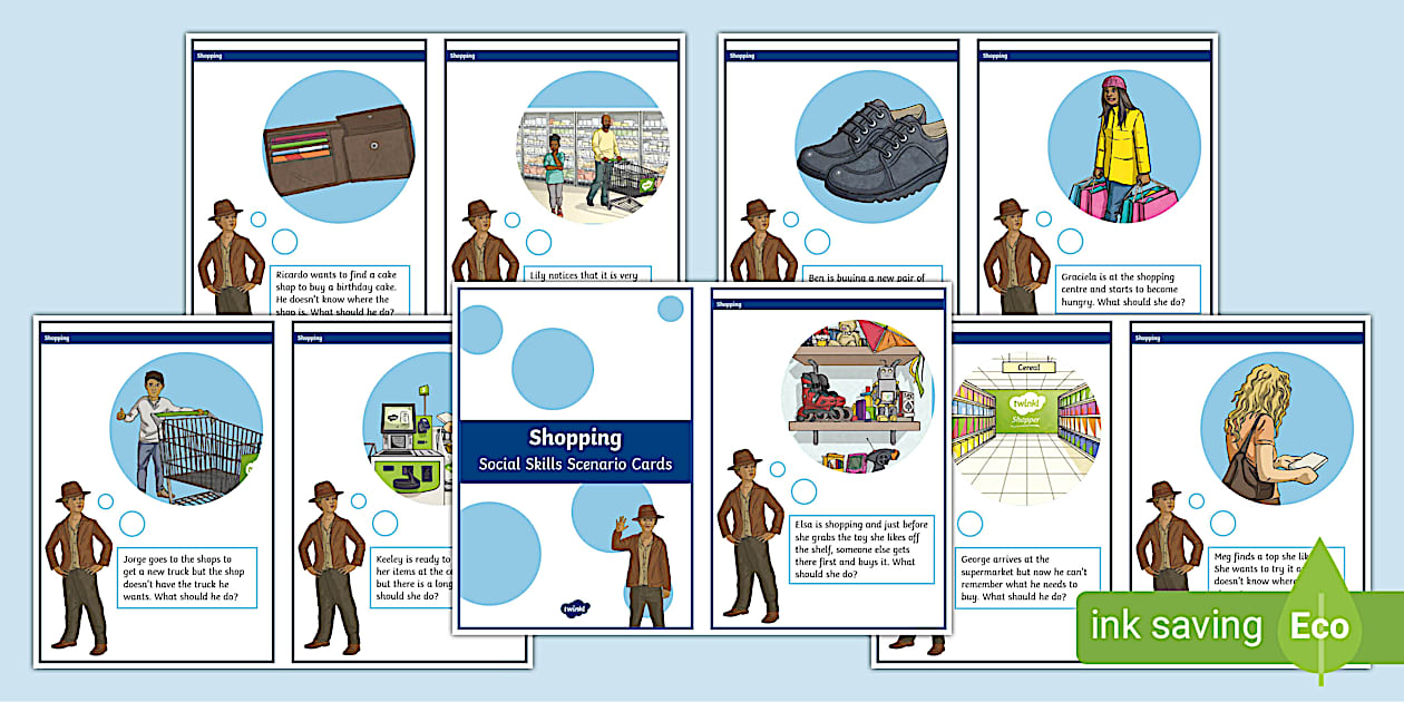 Shopping Social Skills Scenario Cards (teacher made)