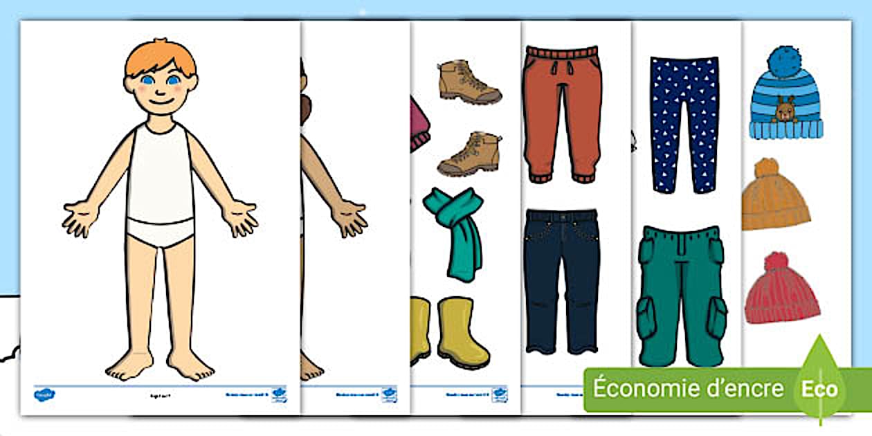 Activité de découpage et collage : Les vêtements d'hiver