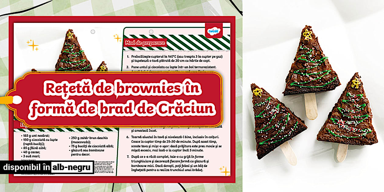 Brownies în formă de brad de Crăciun – Rețetă