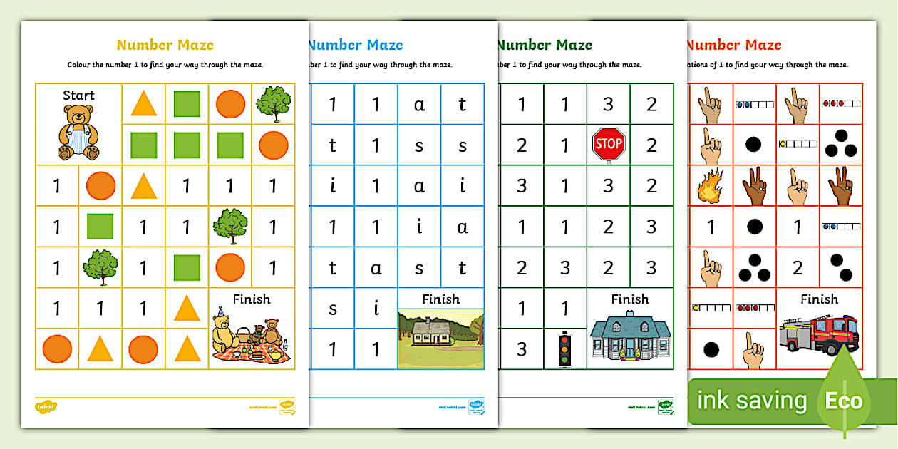 Number 1 Maze Worksheets (teacher made) - Twinkl