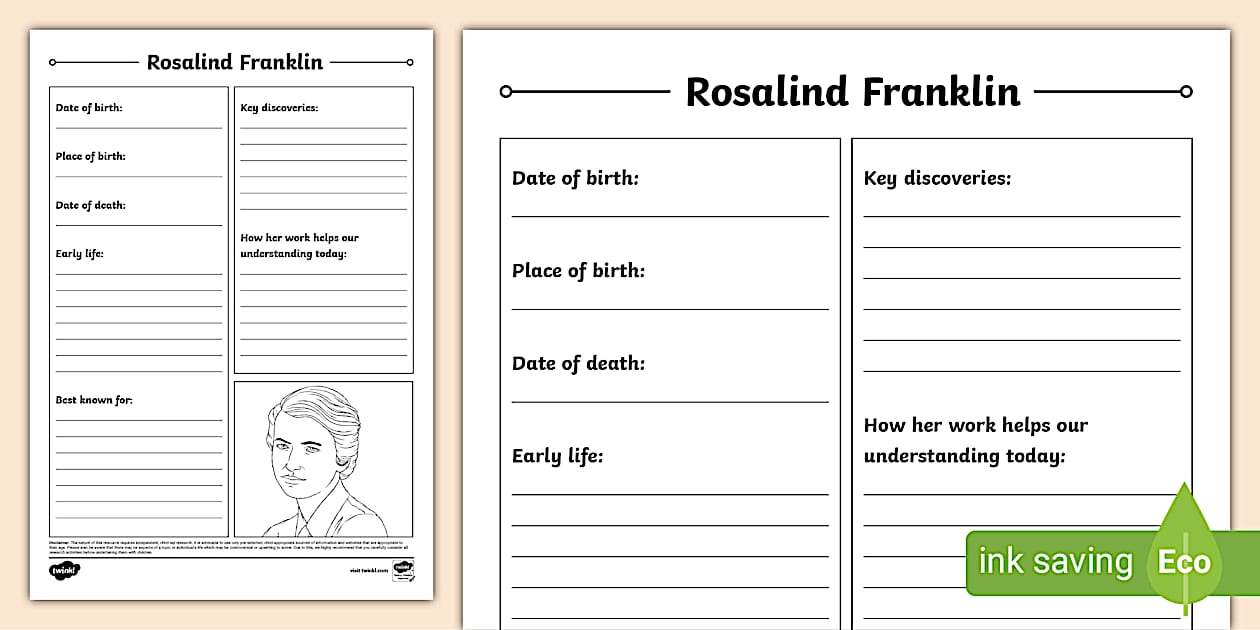 Rosalind Franklin Fact File Template (teacher made) - Twinkl