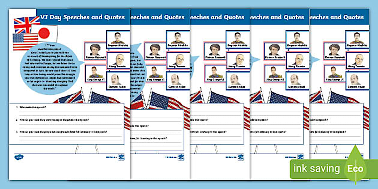 VJ Day Speeches and Quotes (teacher made) - Twinkl