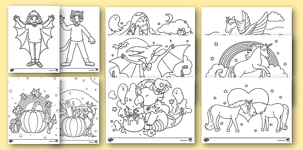 Halloween – Pachet cu desene de colorat (Teacher-Made)